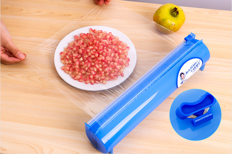 NEW Cling Film Cutter Plastic Box with Sliding Knife | RAINBOW COLOURS